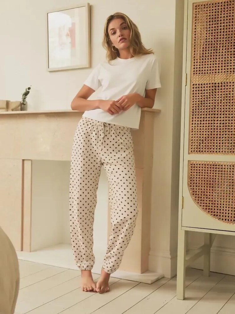 Cream Daisy Pajama Pants: Soft Cotton Jersey Loungewear - Etsy