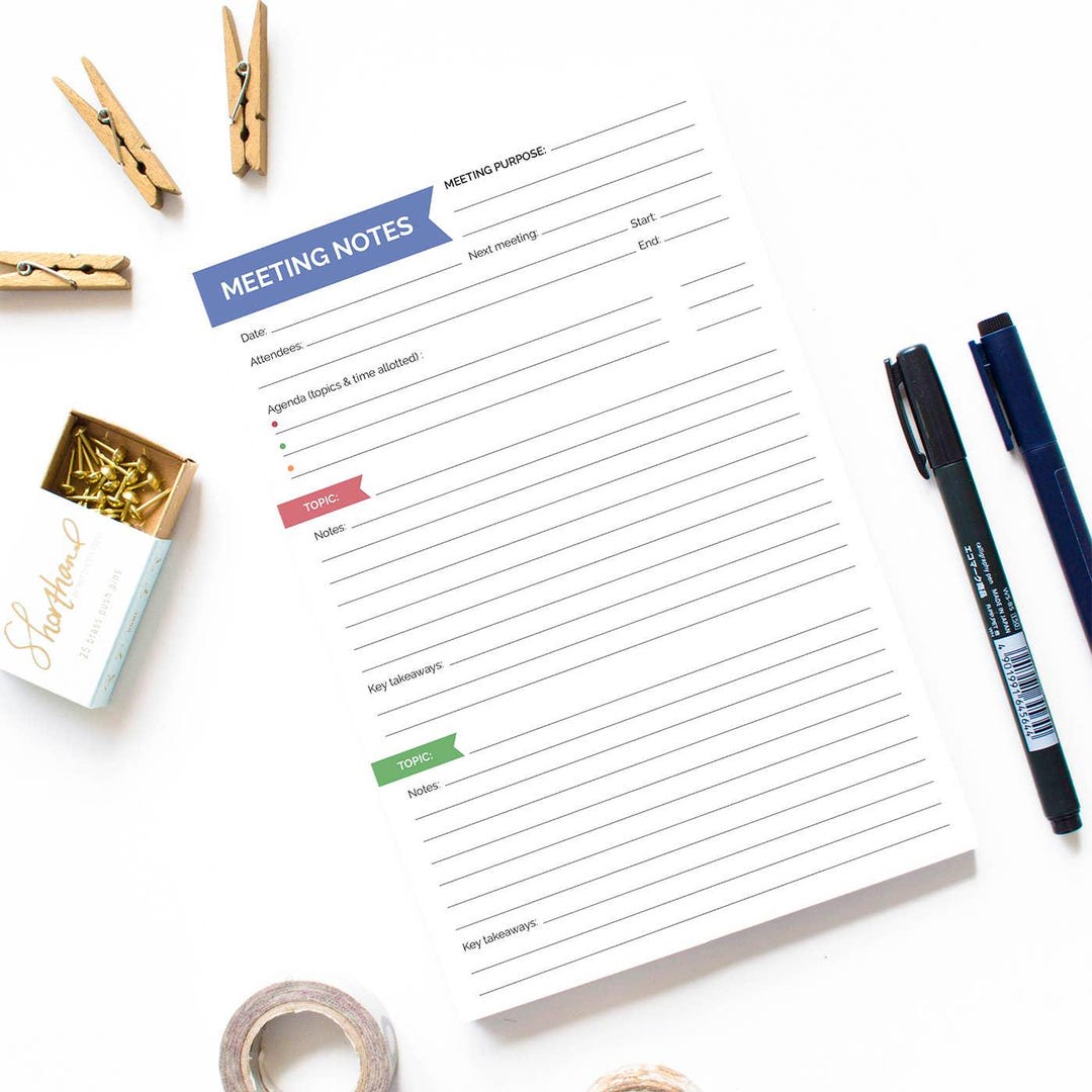 Double Sided Meeting Notes Planning Pad 6x9in - Etsy