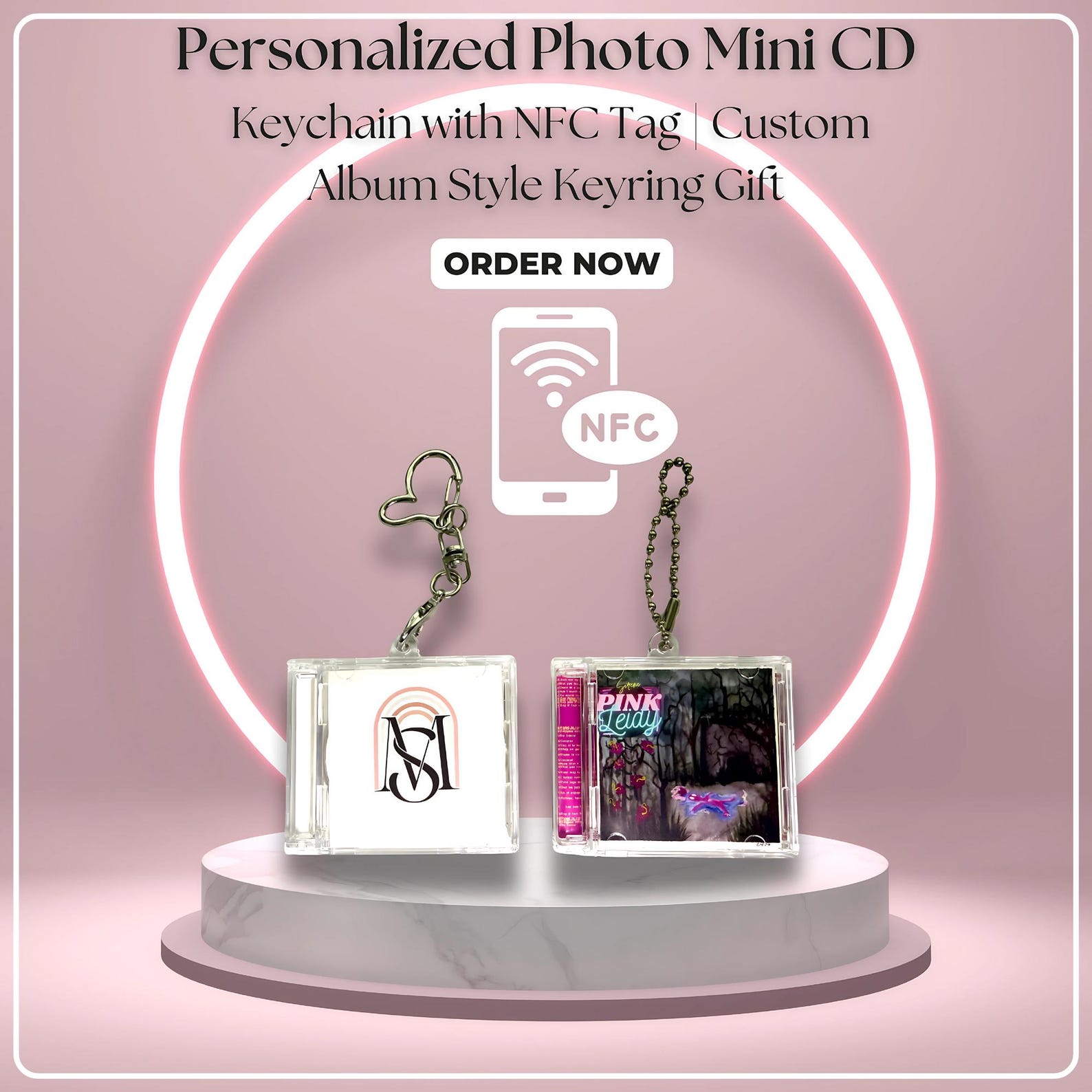 Personalized Photo Mini CD Keychain With NFC Tag | Custom Album Style ...