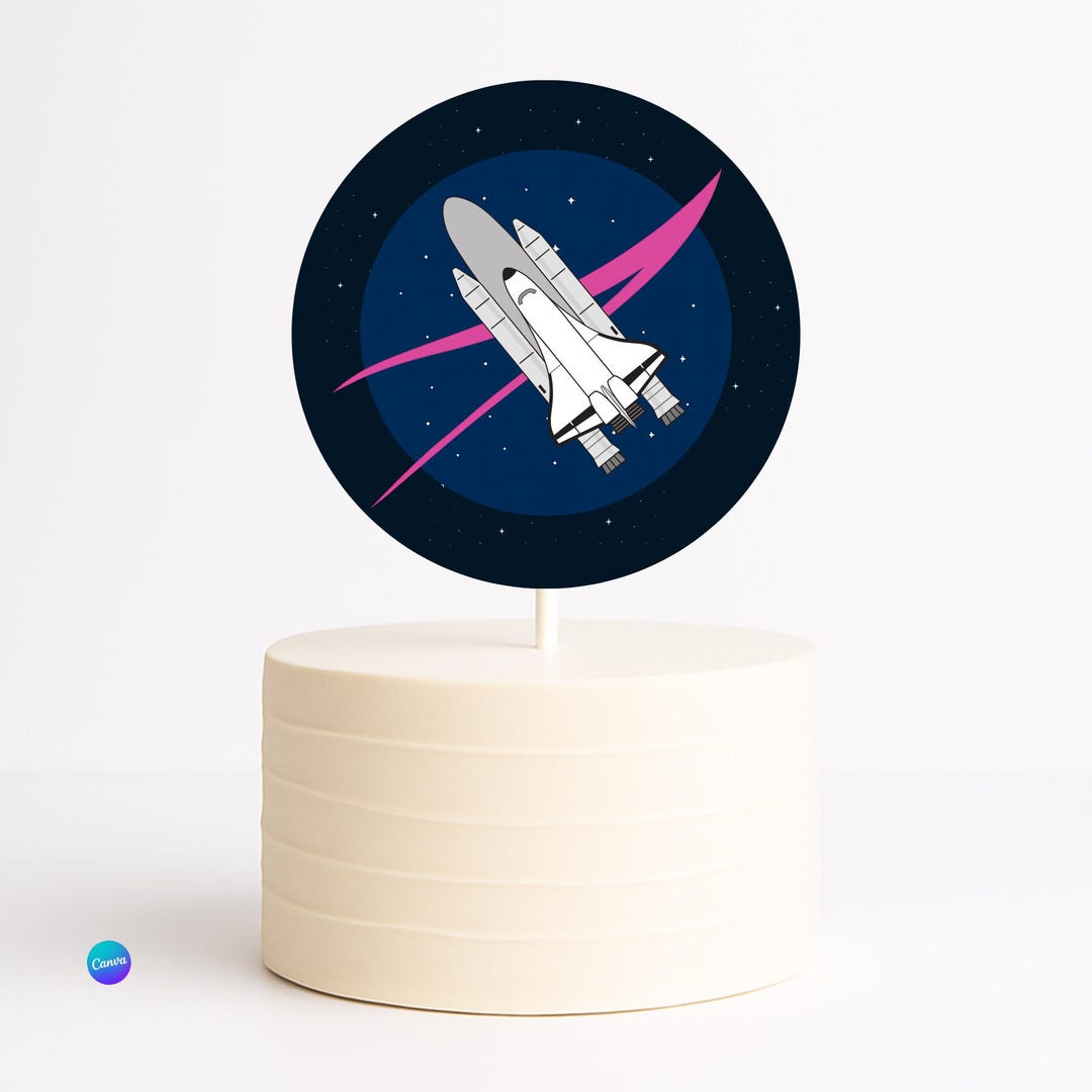 Girl Space Cake Topper | Houston We Have a Birthday | Pink Space ...