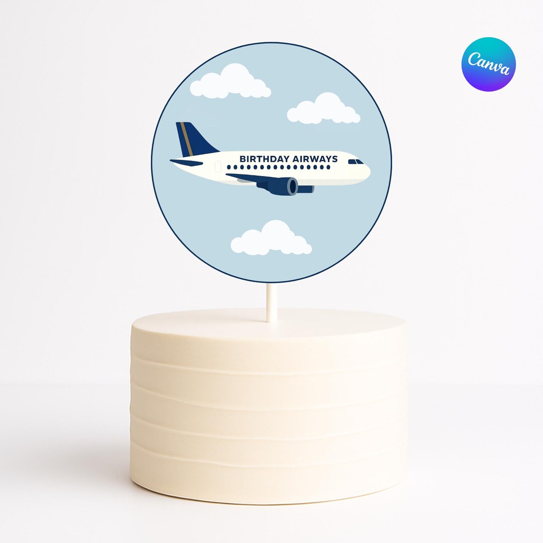 Airplane Cake Topper | 5” Aviation Birthday Party Decor | Boarding Pass ...