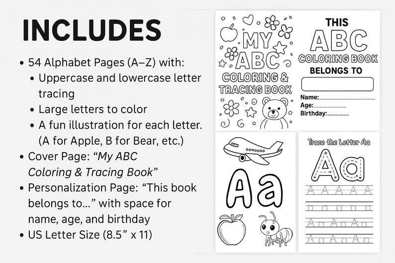 Editable ABC Coloring and Tracing Book – Fun & Educational Printable ...