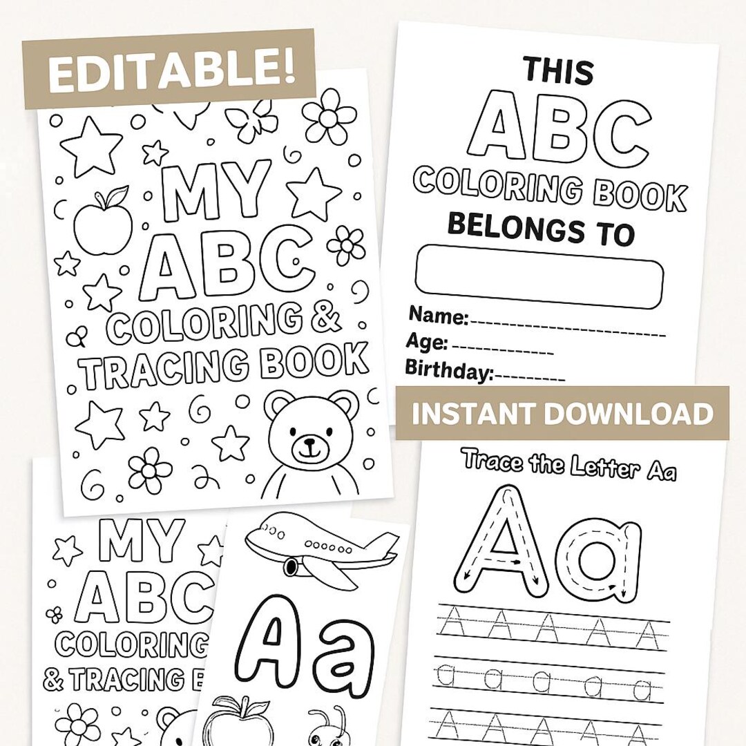 Editable ABC Coloring and Tracing Book – Fun & Educational Printable ...