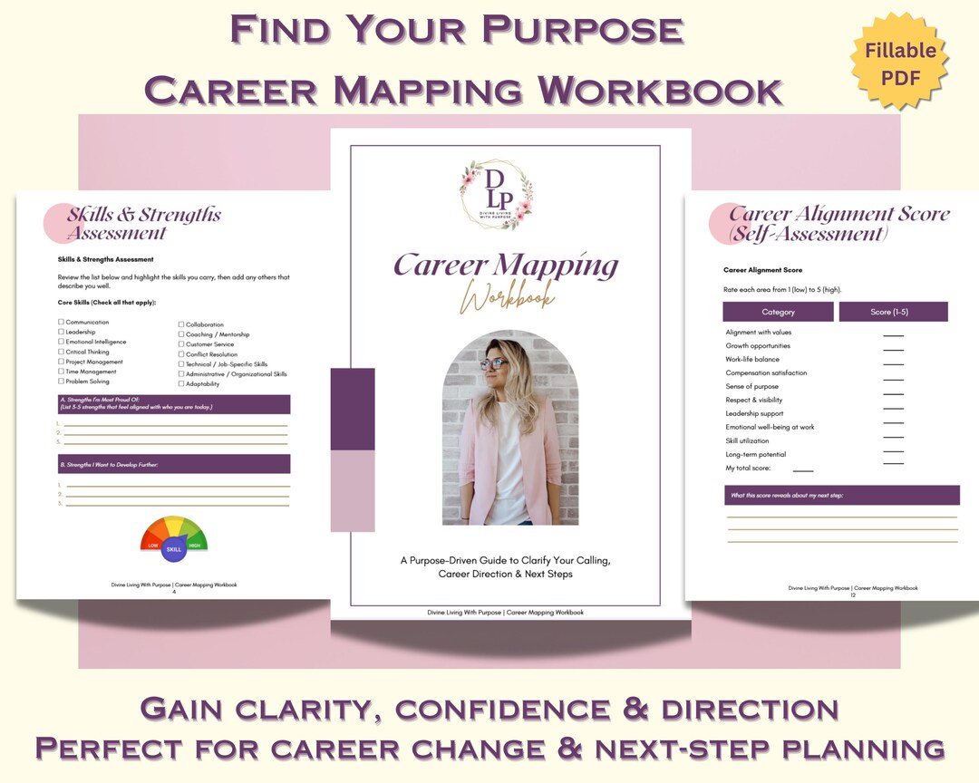 Find Your Purpose Career Mapping Workbook | Fillable Career Clarity ...
