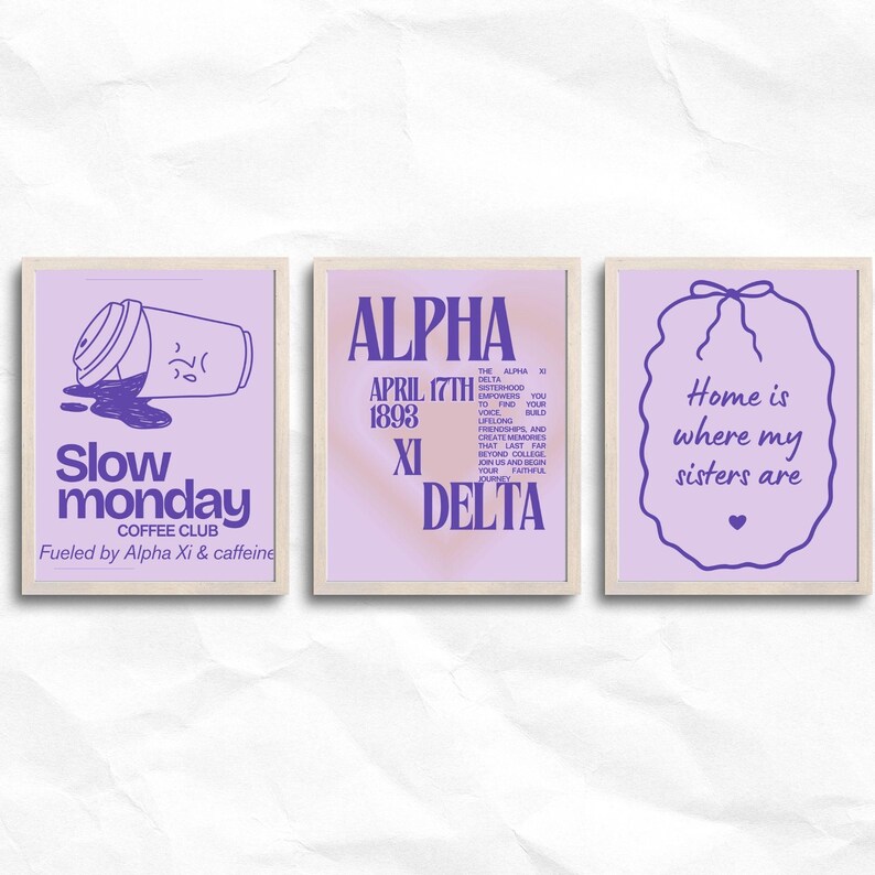 Alpha Xi Delta Purple Wall Art, Axid Digital Download Poster 12x18 ...