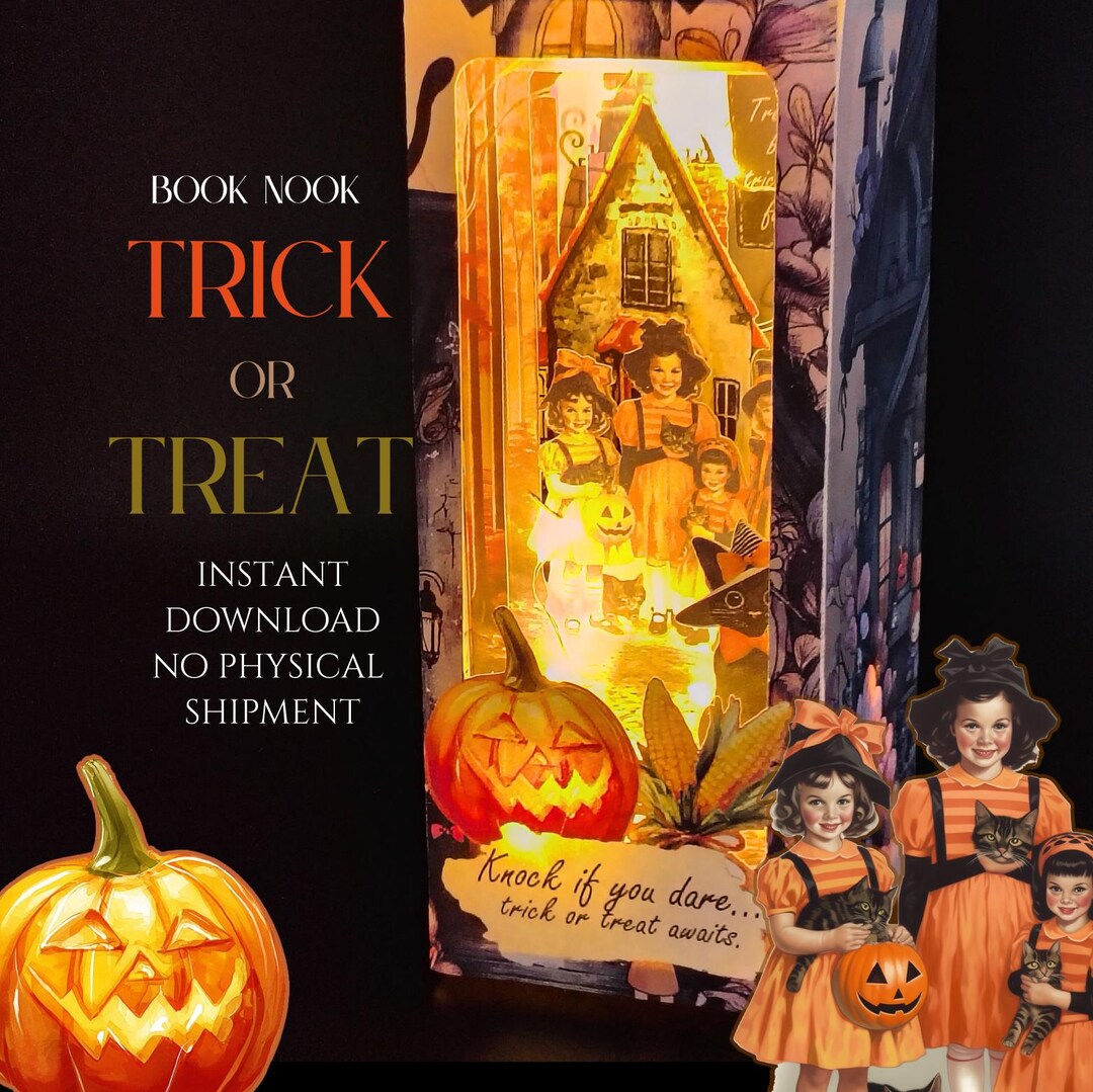 Halloween Trick or Treat Booknook Kit: Paper Diorama Template (PDF ...