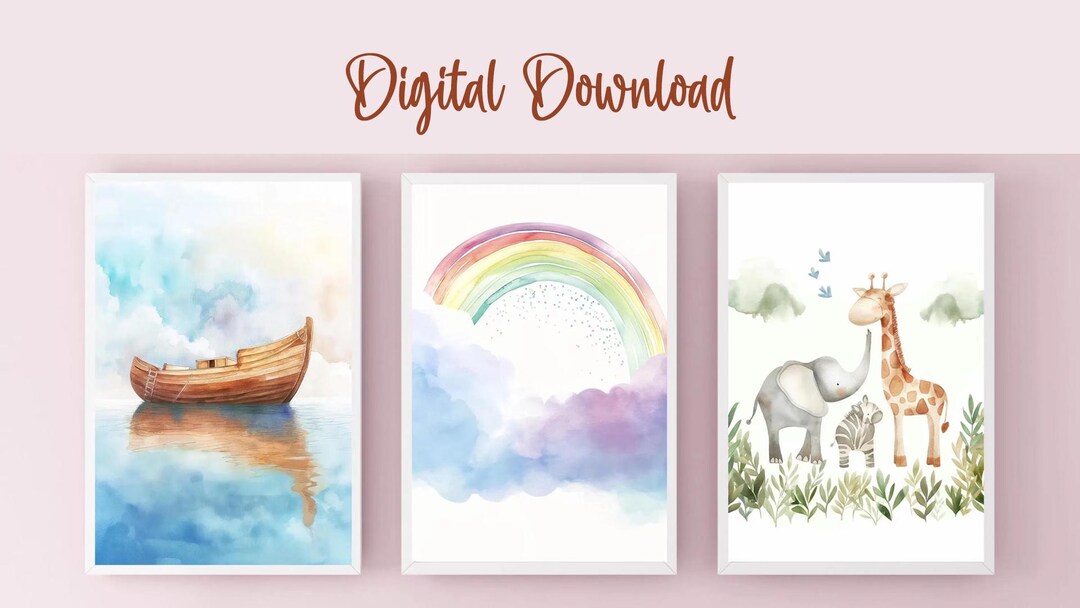 Noah’s Ark Nursery Wall Art Set – Christian Printable Decor – Ride the ...