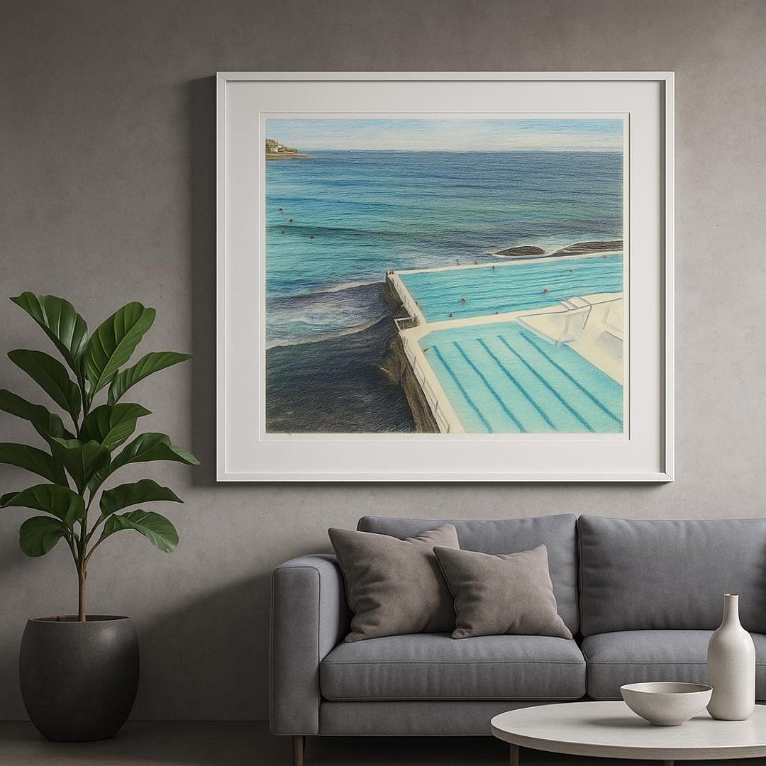 Ocean View Rolled Poster, Coastal Artwork, Ocean Decor, Beach Print ...