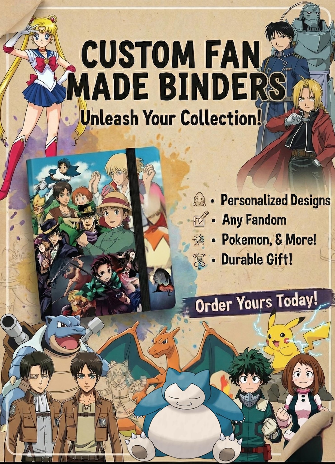 Custom Pokémon Trading Card Binder – Handmade Fan Art, 540 Card ...
