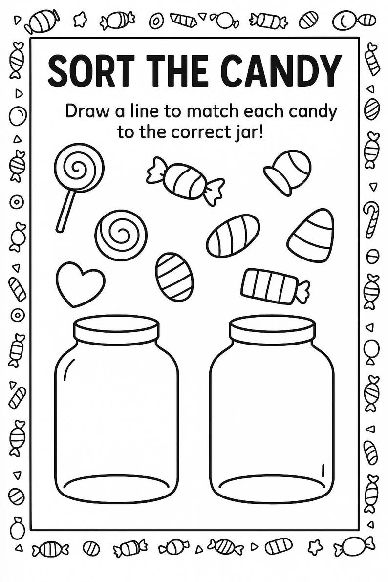Candy Activity Worksheets for Kids – 10 Fun Printable Pages – Preschool ...
