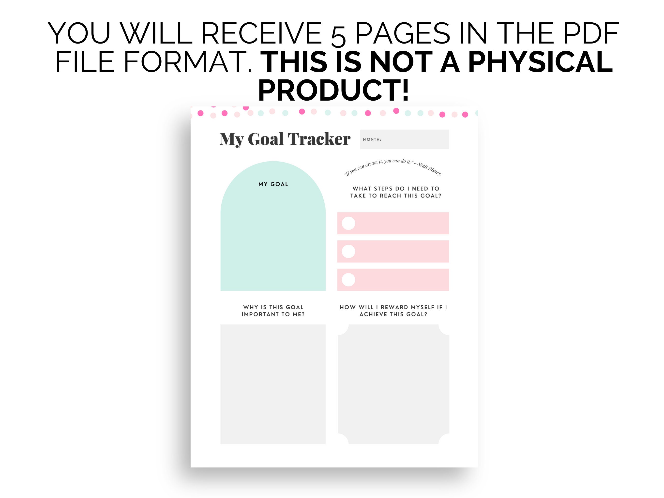 Daily Goal Planner Tracker, Printable Tracker, Goal Tracker, Daily ...