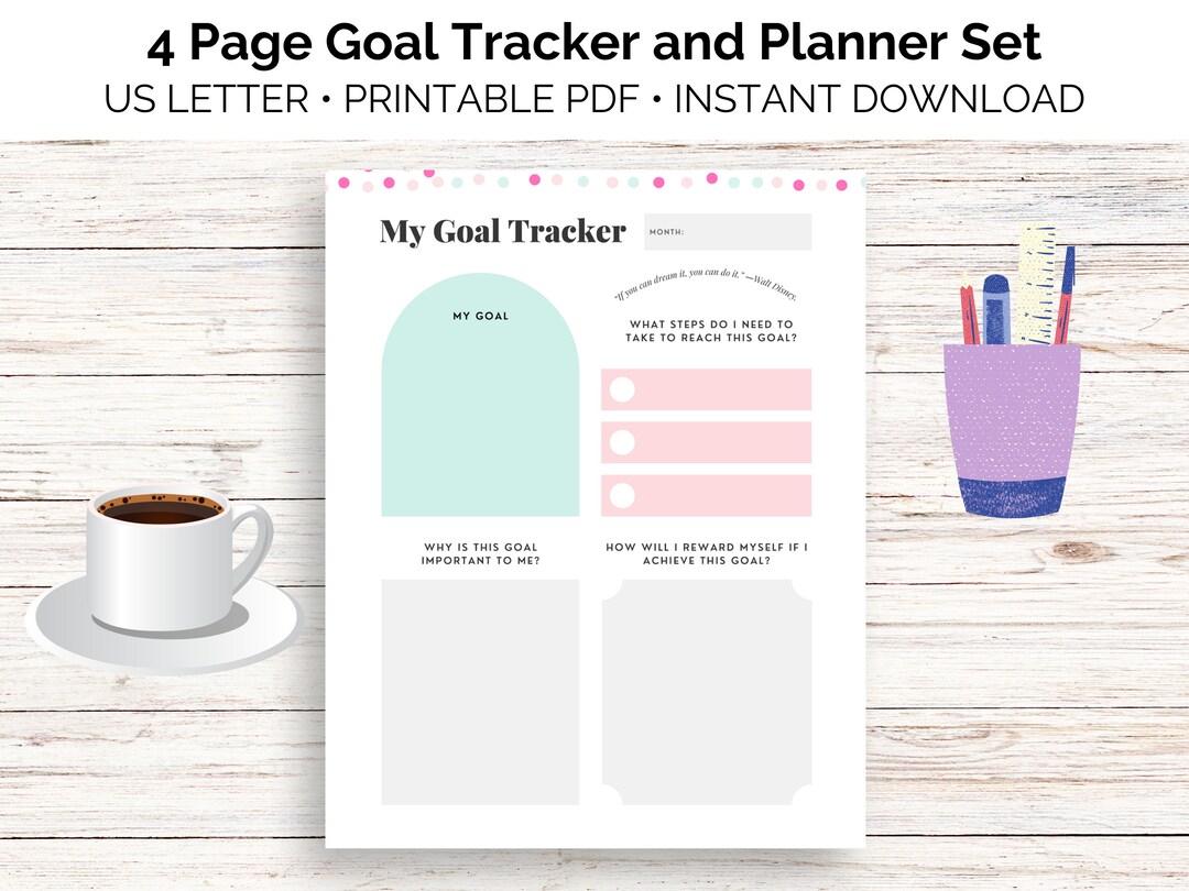 Daily Goal Planner Tracker, Printable Tracker, Goal Tracker, Daily ...