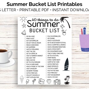 Summer Bucket List Printable, Blank Bucket List, Summer Fun Ideas ...