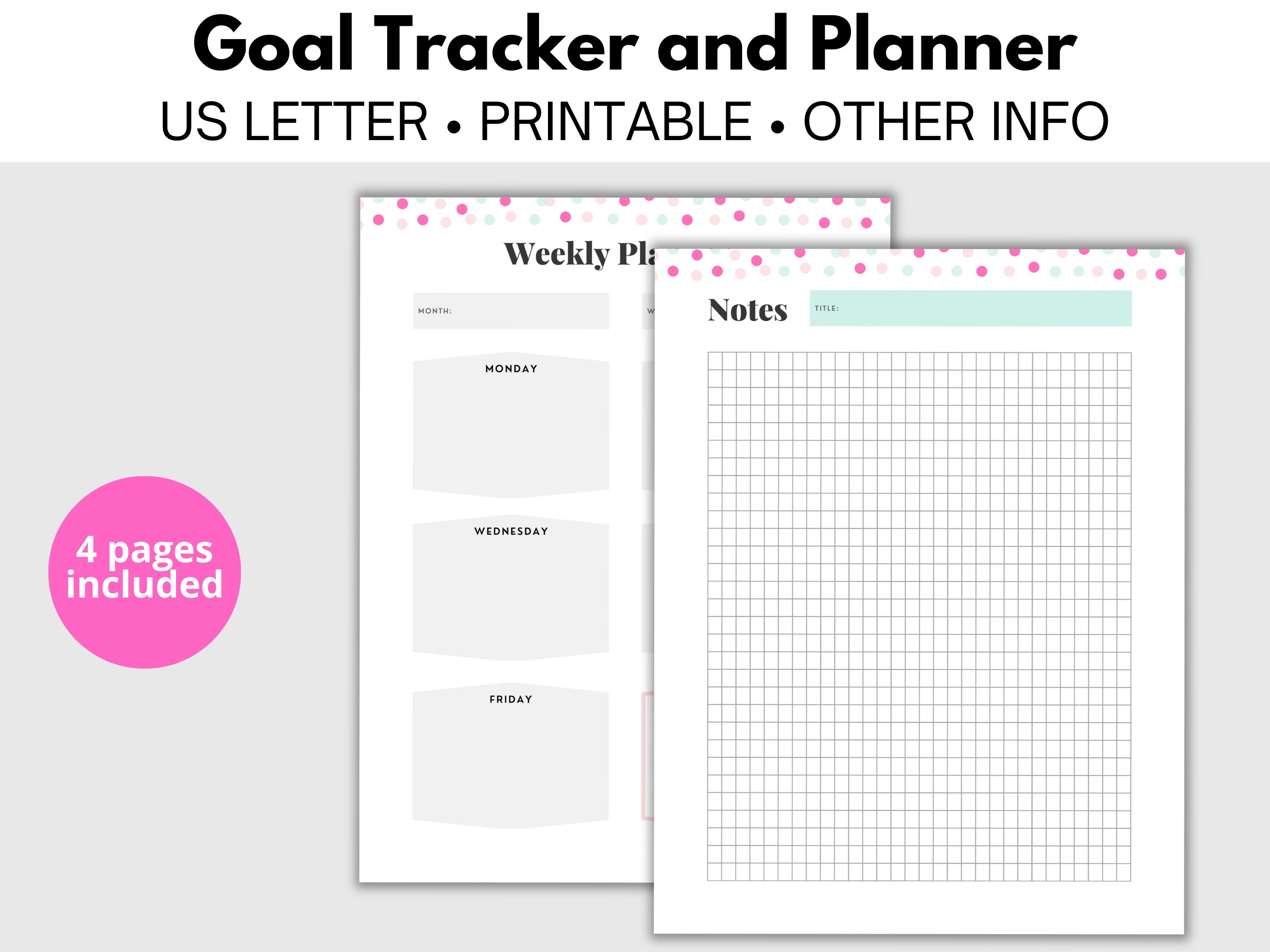 Daily Goal Planner Tracker, Printable Tracker, Goal Tracker, Daily ...