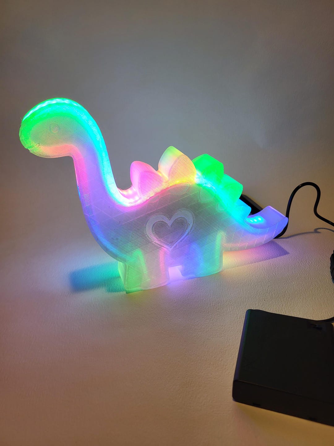 Rainbow LED Dinosaur Night Light | Remote Control Color Changing Lamp ...