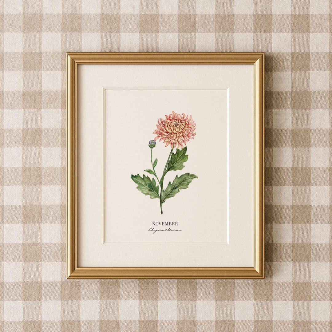 November Birth Flower Print With Names | Mums Print Digital Download ...