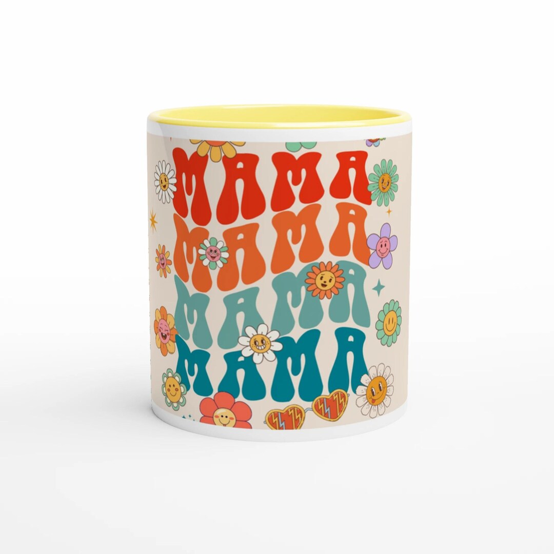 White 11oz Ceramic Mama Mug With Color Inside - Etsy