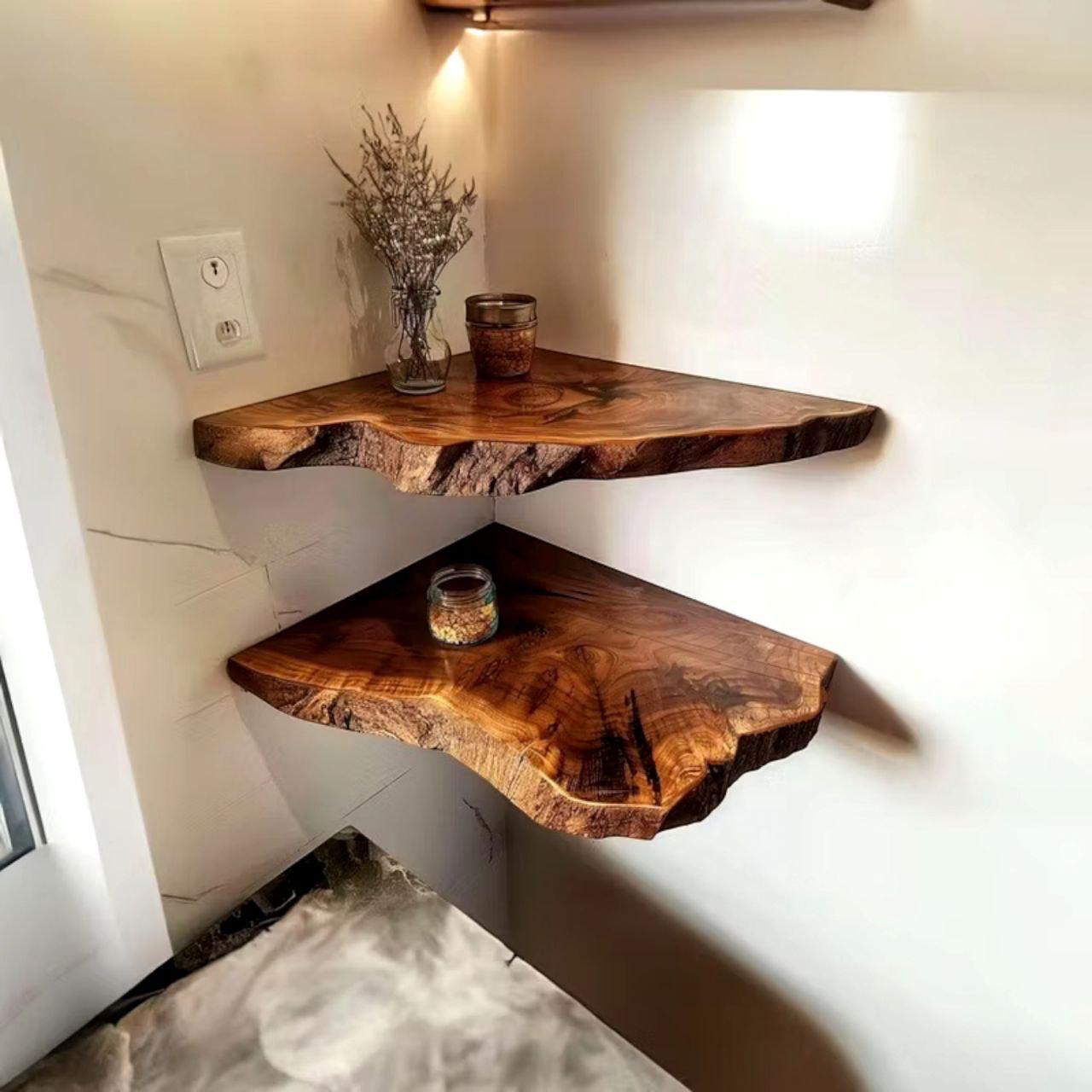 Rustic Teak Root Wood Corner Shelf: Floating Wall Decor - Etsy