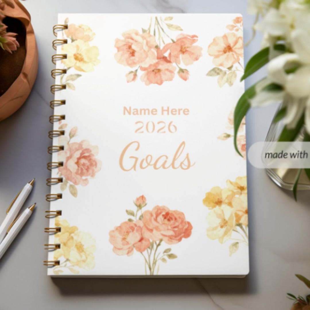 Personalized 2026 Goals Notebook, Custom Floral Planner for New Year ...