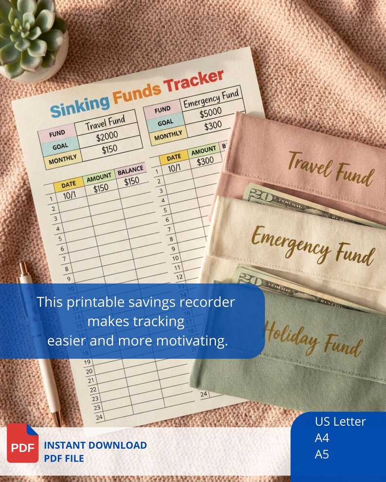Editable Sinking Funds Tracker Printable PDF A4 A5 Letter Fillable ...