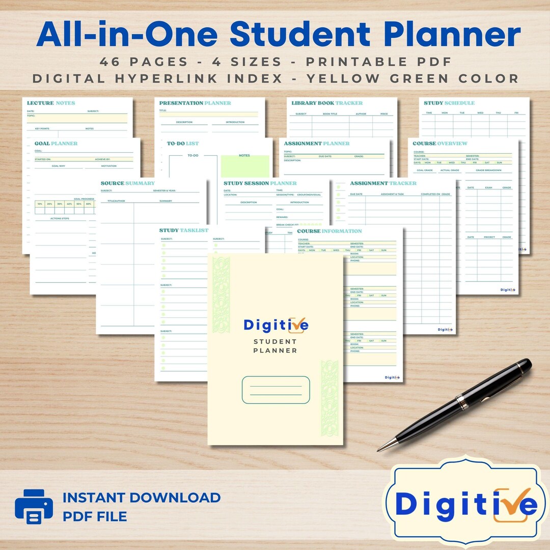 Pastel University Planner Printable | Academic Student Planner Bundle ...