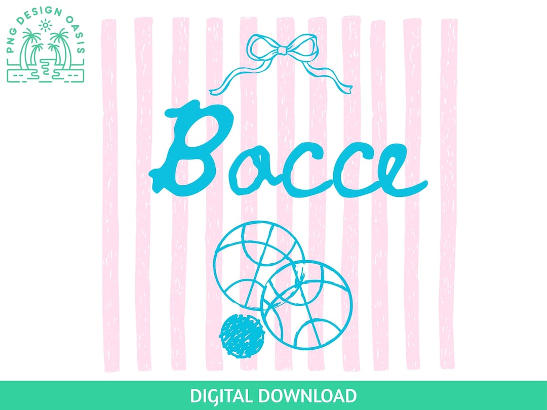 Bocce PNG Stripe Coquette Design, Bocce Ball Sublimation Download, DIY ...