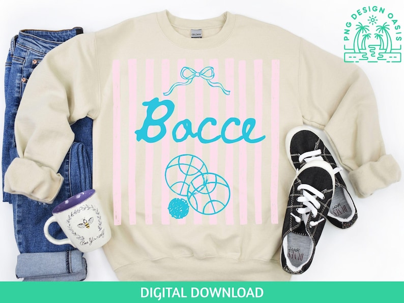 Bocce PNG Stripe Coquette Design, Bocce Ball Sublimation Download, DIY ...
