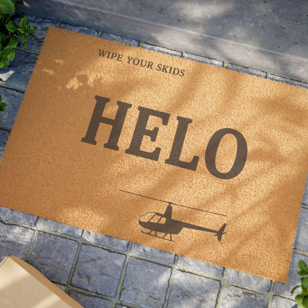 Helicopter Pilot Coir Doormat: Aviation Welcome Mat, Rotor Design - Etsy