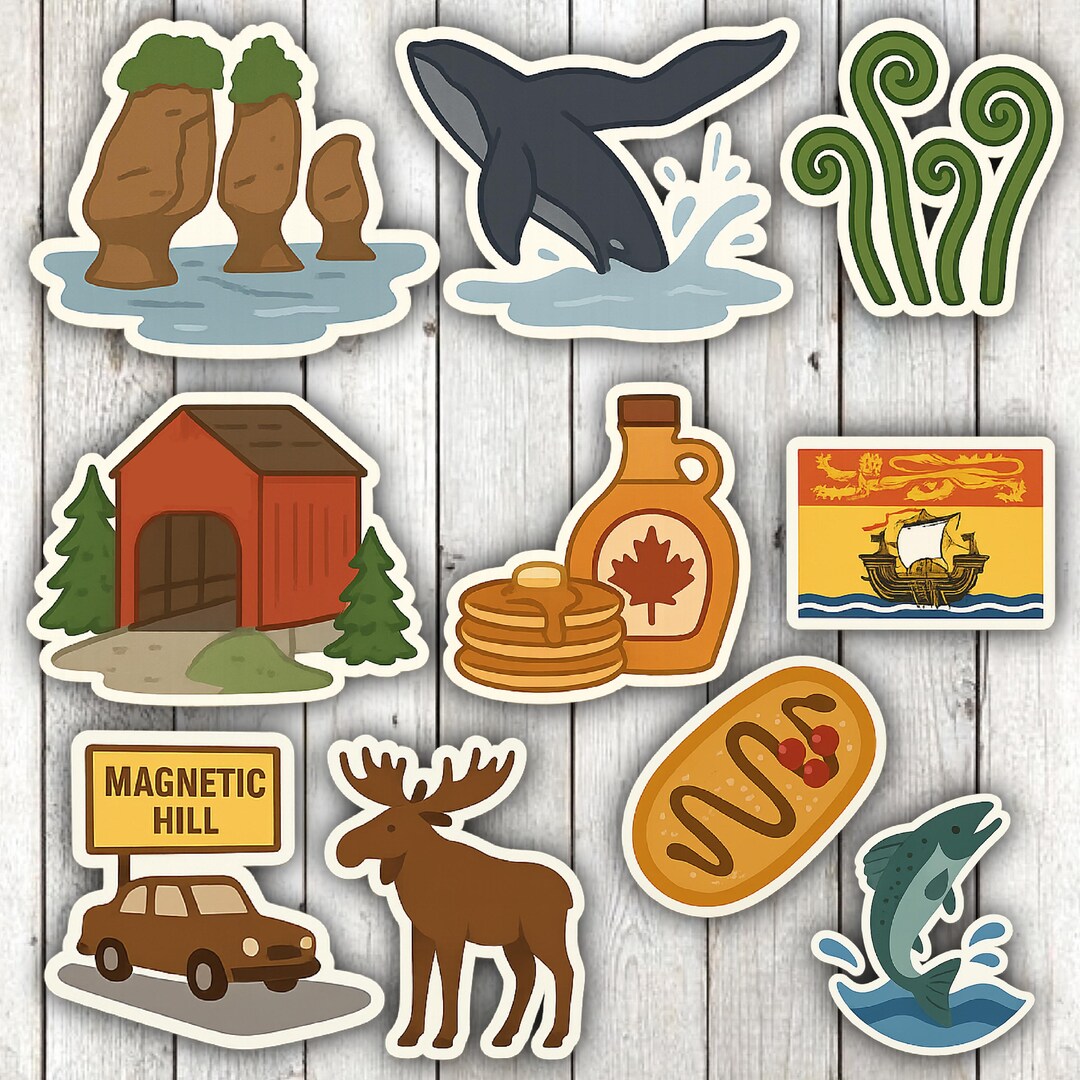 New Brunswick Travel Sticker Pack: Waterproof Vinyl Decals for Laptops ...