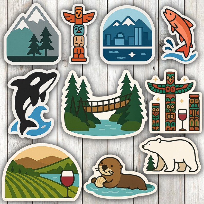 British Columbia Waterproof Sticker Pack | Canada Travel Vinyl Stickers ...