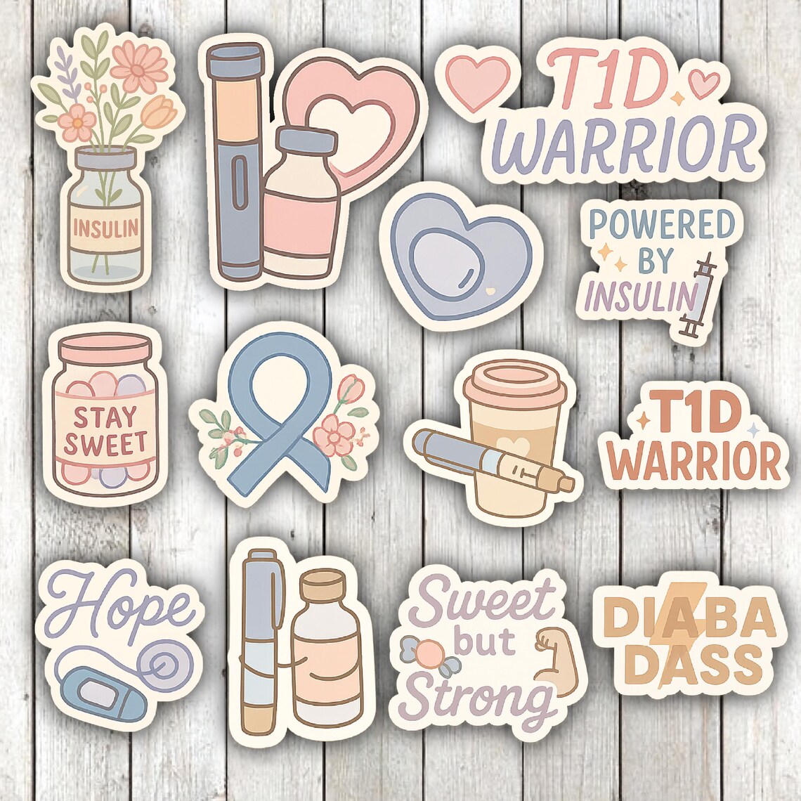 Type 1 Diabetes Waterproof Sticker Pack | T1D Aesthetic Vinyl Decals ...