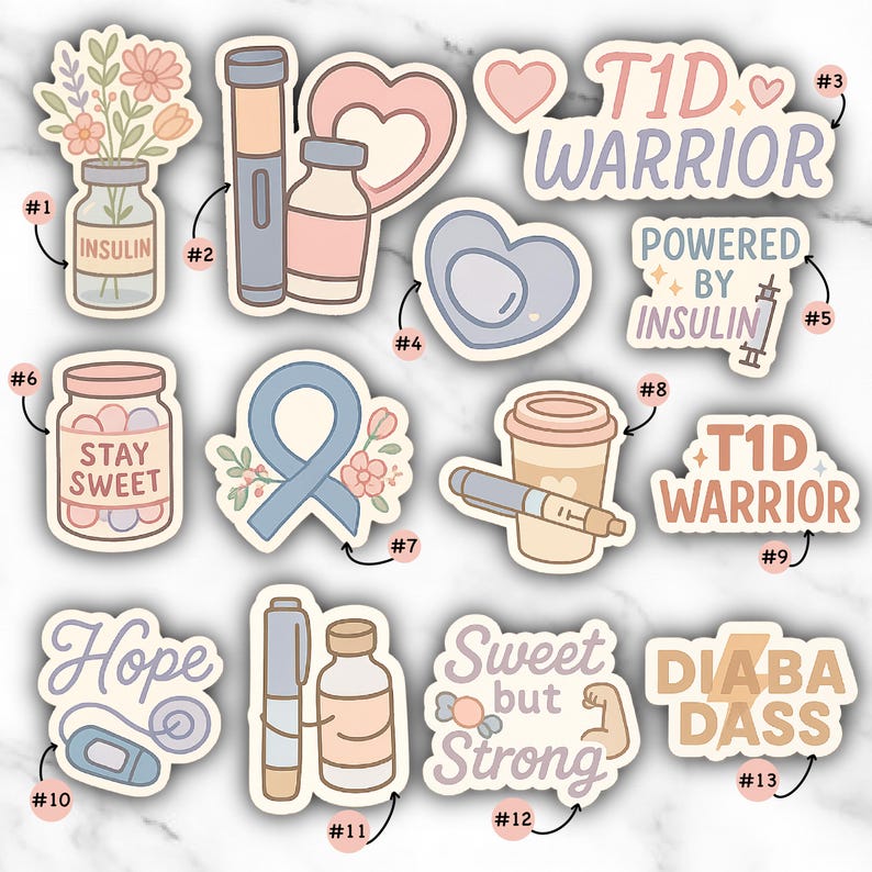 Type 1 Diabetes Waterproof Sticker Pack | T1D Aesthetic Vinyl Decals ...