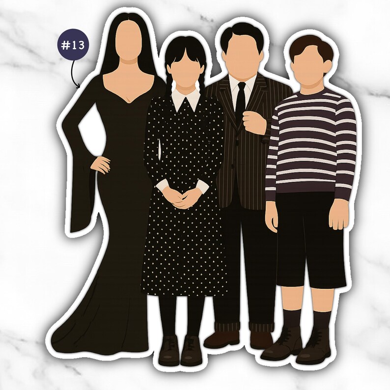 Wednesday Vinyl Sticker Pack | Addams Family Stickers | Faceless ...