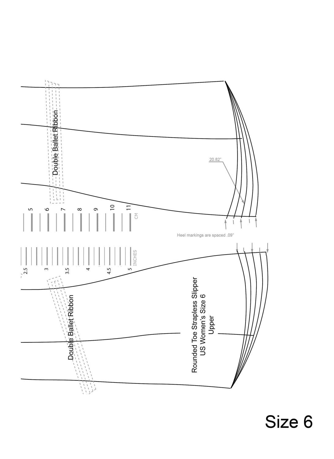 PDF US Sizes 8-9.5 Sewing Pattern for Round Toe Strapless or Ballet ...