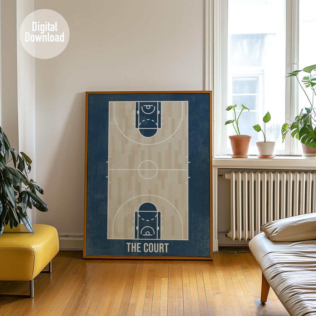 Basketball Court Poster- Digital Download, Man Cave - Etsy