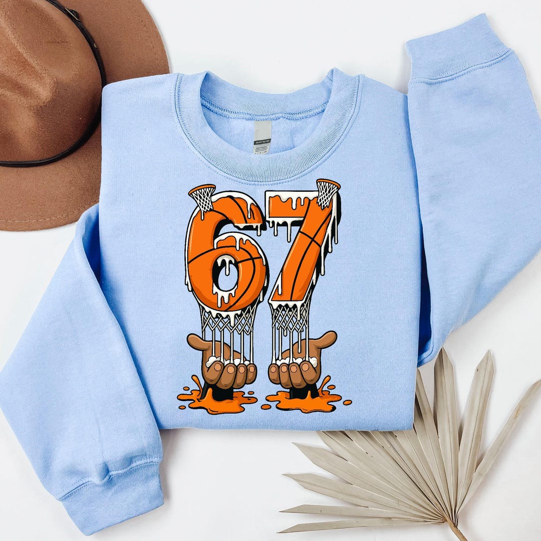 Funny 67 Drip Basketball Meme Sweatshirt - Six Seven Gen Alpha Crewneck ...