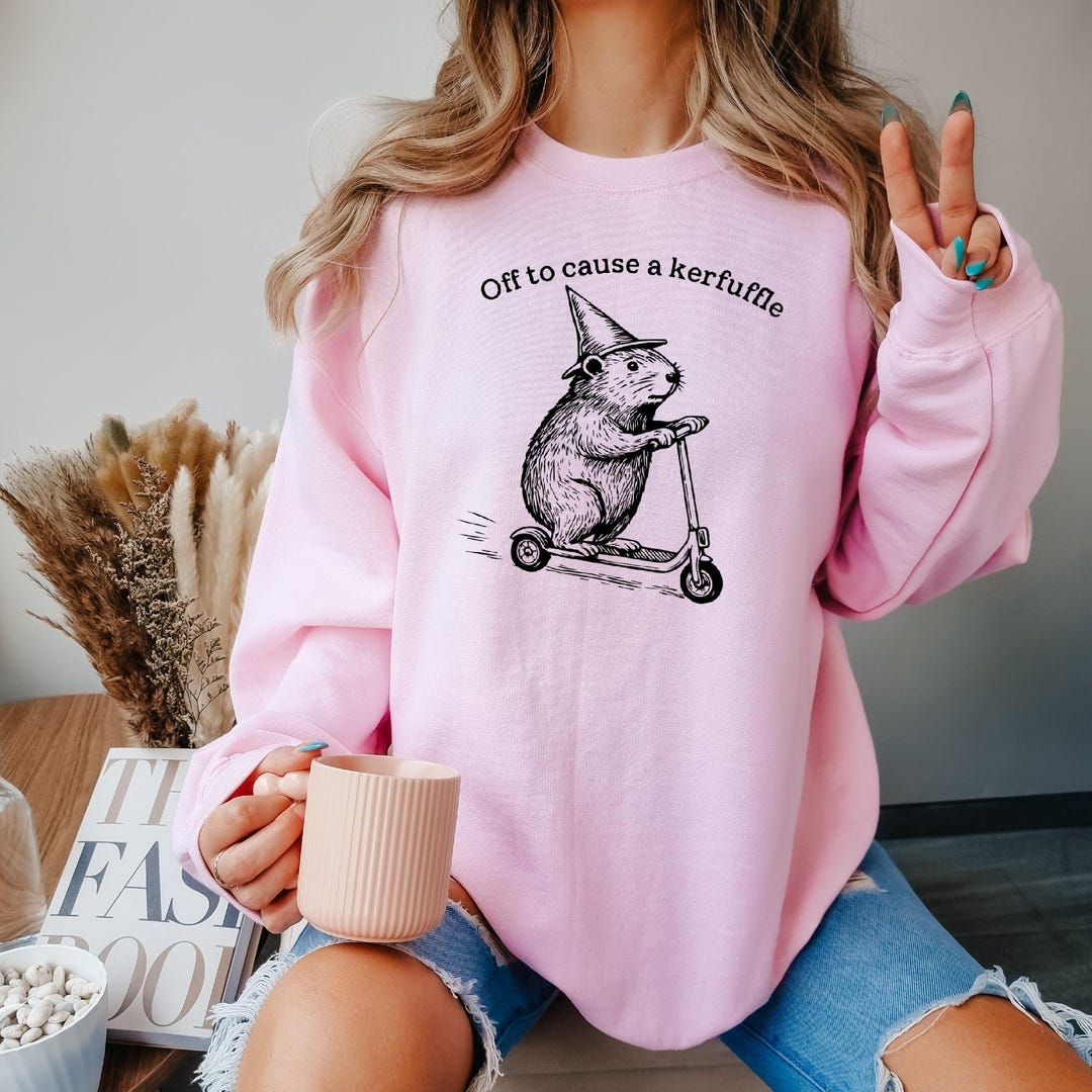 Off to Cause A Kerfuffle Sweatshirt, Funny Groundhog Scooter Jumper ...