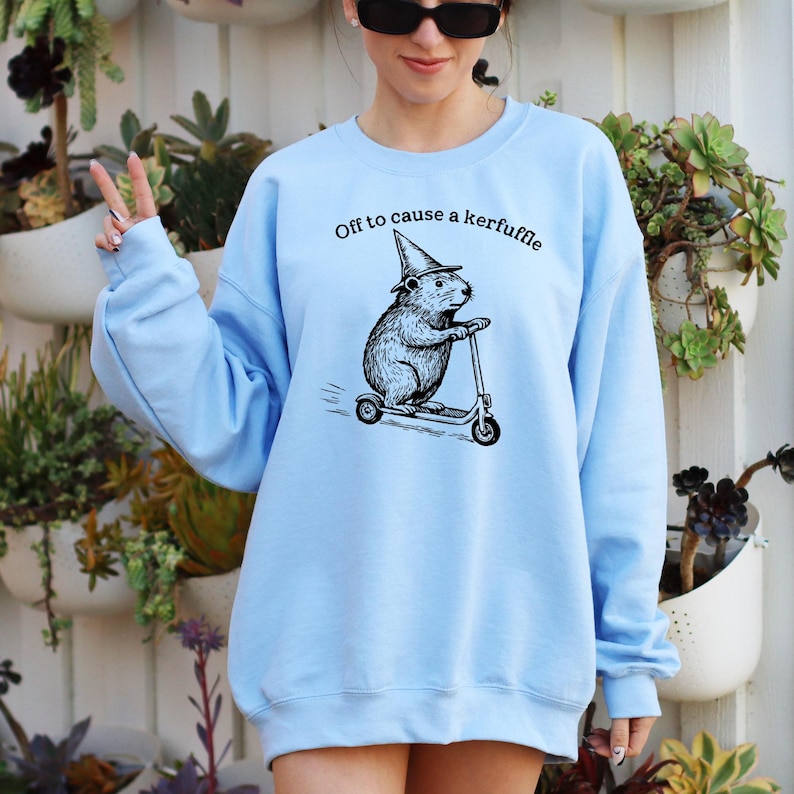 Off to Cause A Kerfuffle Sweatshirt, Funny Groundhog Scooter Jumper ...
