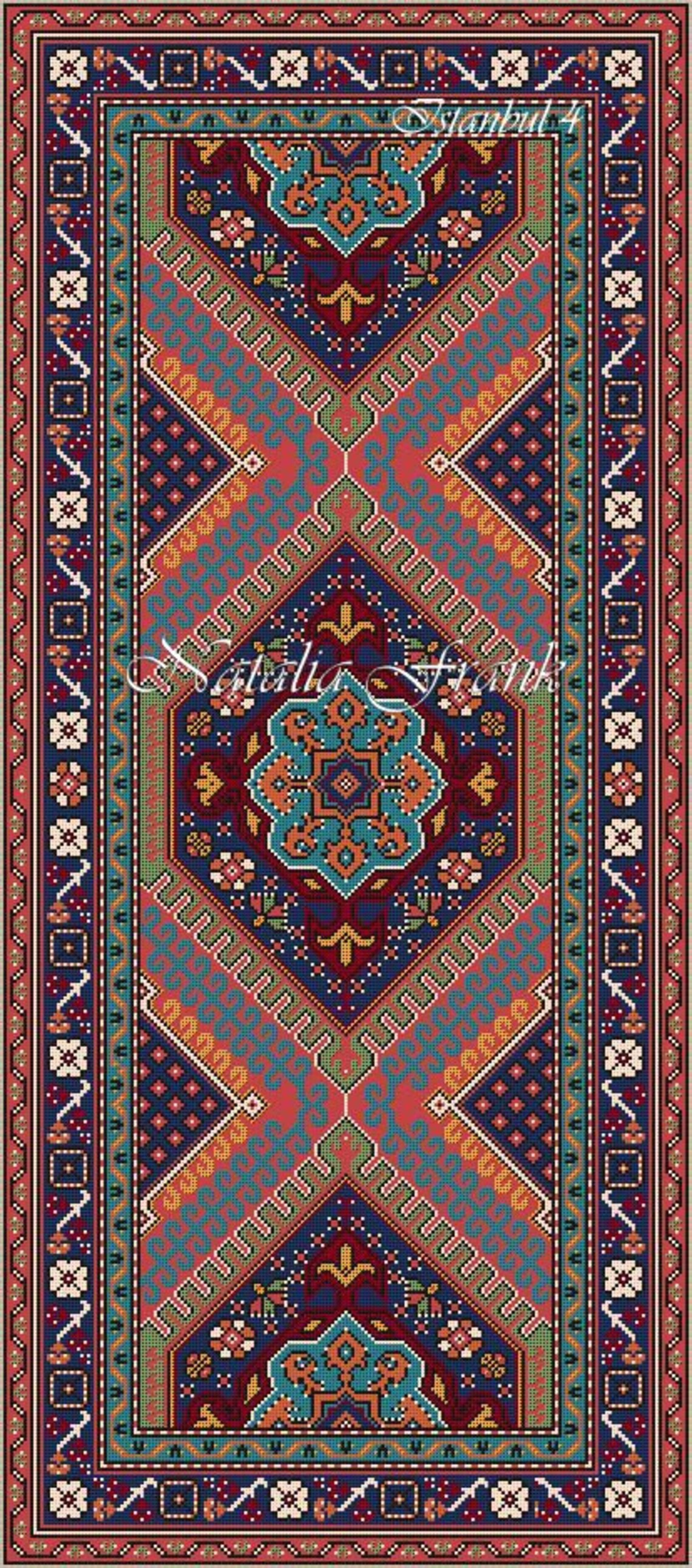 Dollhouse Miniature Needlepoint PATTERN Area Rug ISTANBUL 4 - Etsy UK