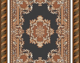 Aubusson 3 Petit Point Pattern PDF Dollhouse Miniature Rug - Etsy