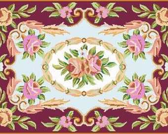 Aubusson 3 Petit Point Pattern PDF Dollhouse Miniature Rug - Etsy