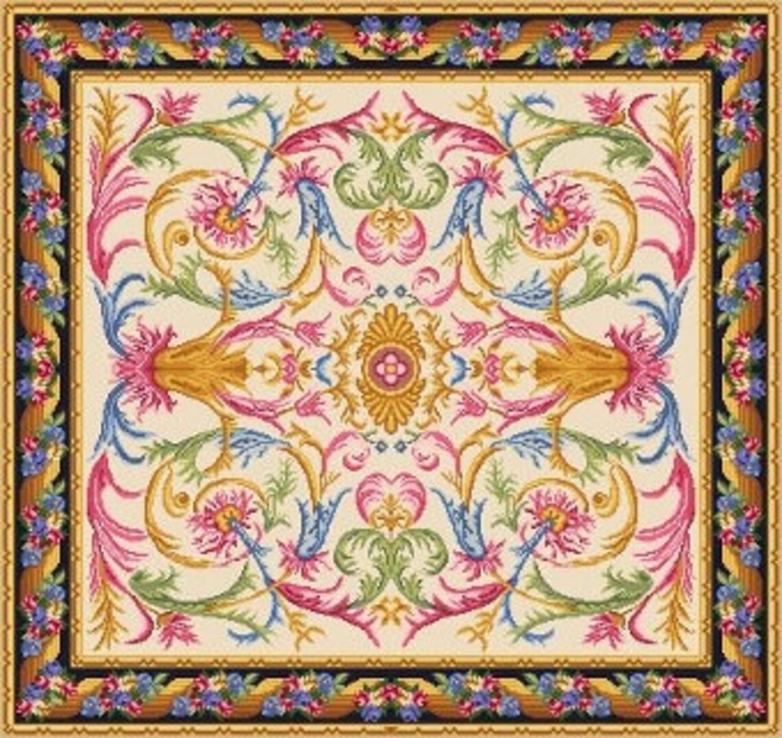 Dollhouse Miniature Needlepoint Area Rug PARTIAL KIT "spanish ...