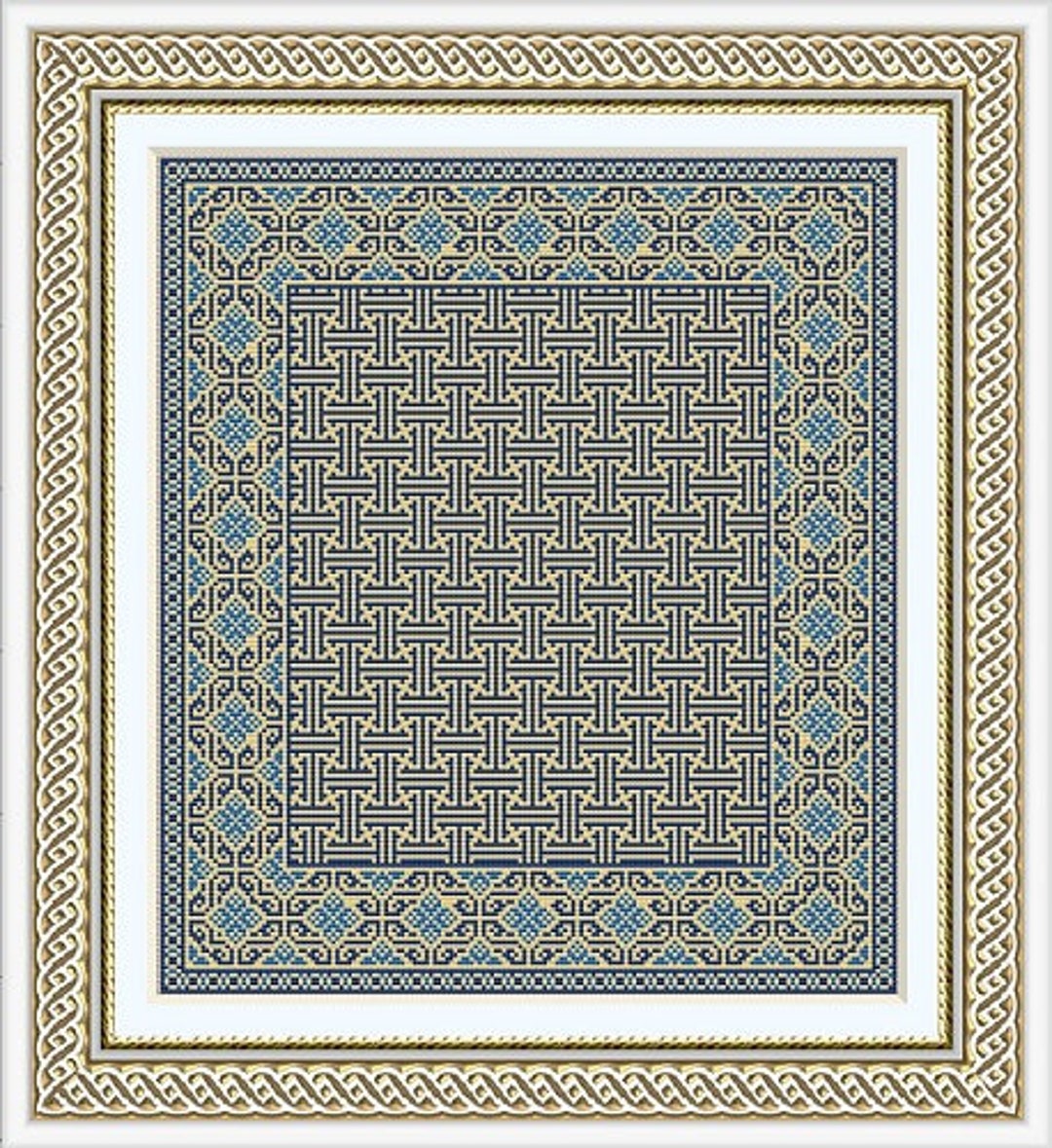 CHINESE FRET Petit Point Pattern PDF Dollhouse Miniature Rug - Etsy