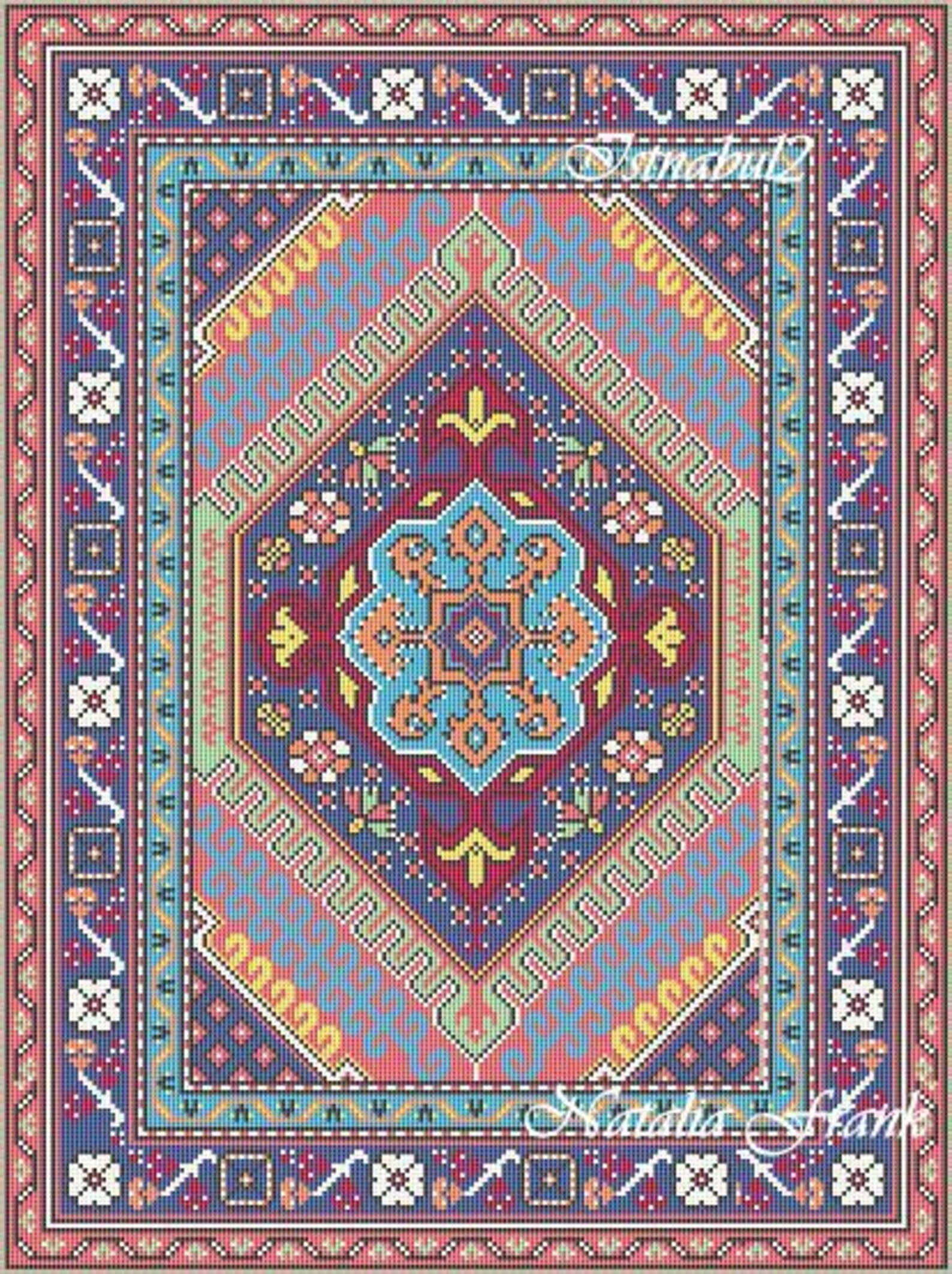 Dollhouse Miniature Needlepoint PATTERN Area Rug ISTANBUL 2 1/12th ...