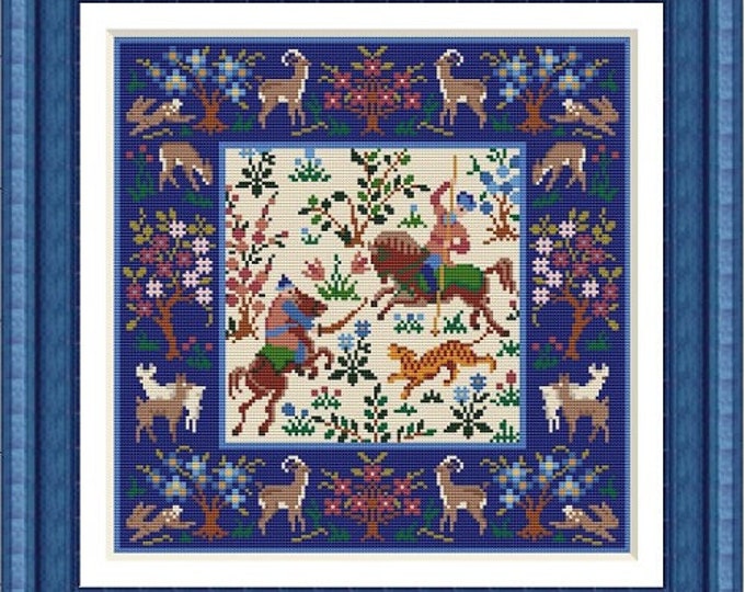 HUNTING SCENE Petit Point Pattern PDF Dollhouse Miniature Rug - Etsy