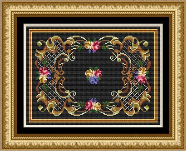 Aubusson 3 Petit Point Pattern PDF Dollhouse Miniature Rug - Etsy