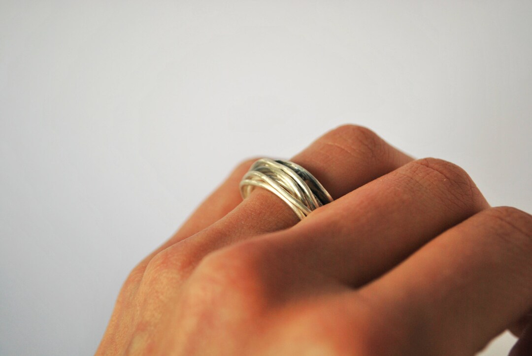 Sterling Silver Modern Ring in Earthy Style Band - Etsy