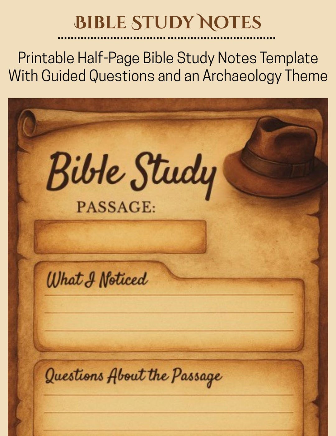 Printable Daily Half-page Bible Study Notes Template - Guided Questions ...