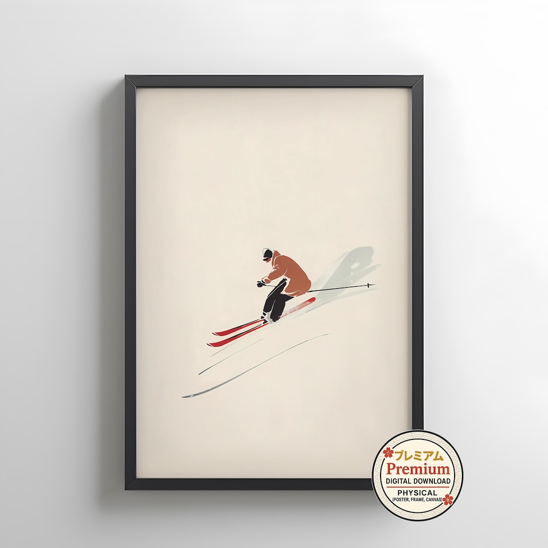 Skiing Poster, Winter Sports Wall Art, Ski Printable, Digital Download ...