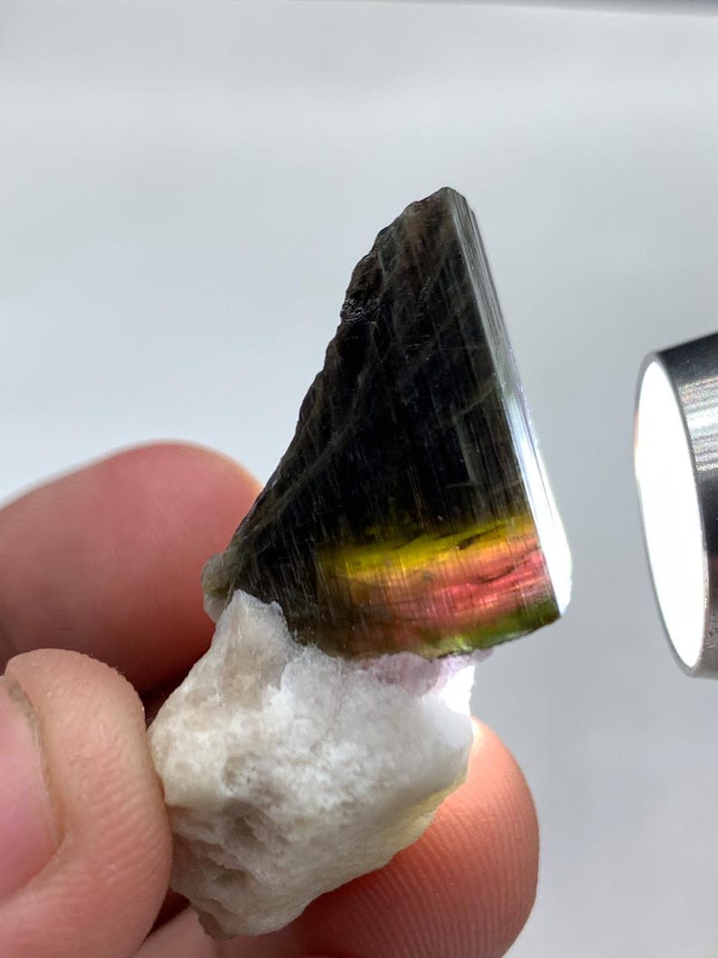 Natural Tri Colour Tourmaline Crystal Combination Albite and Lepidolite ...